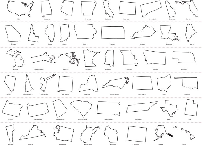 United States Map - States Divided Royalty Free Vector Image