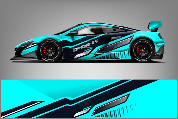 Racing car wrap design custom livery Royalty Free Vector