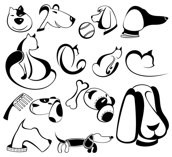 Dog cat rabbit animal drawin Royalty Free Vector Image