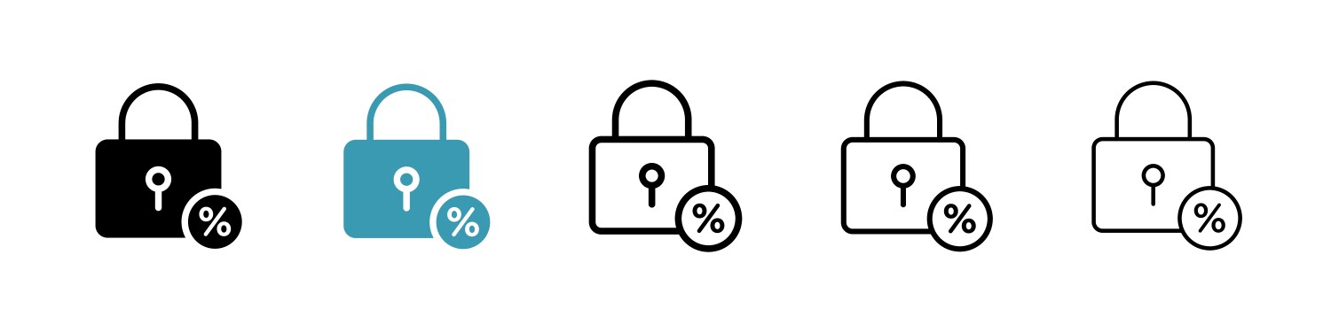 Fixed rate mortgage icon set on white background Vector Image