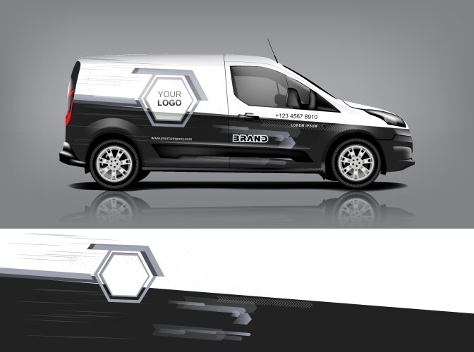 Full wrap van with vinyl sticker sample Royalty Free Vector