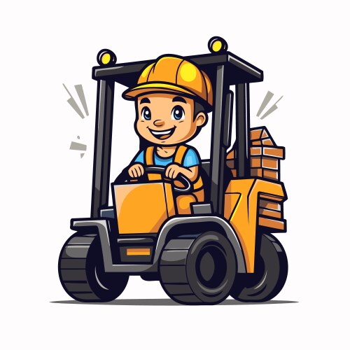 Forklift loader worker character mascot design Vector Image