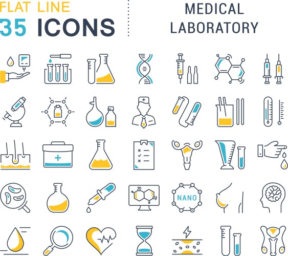 Laboratory symbols science and chemistry icons Vector Image