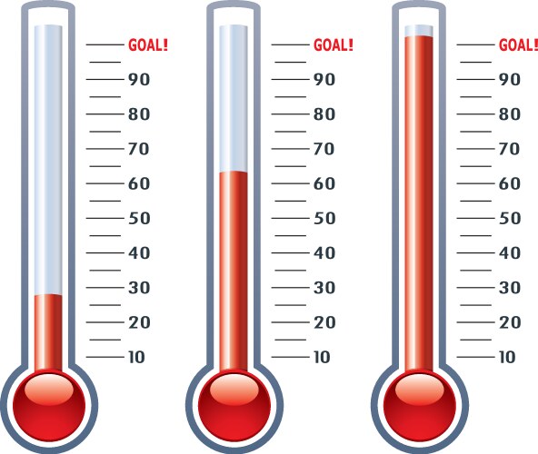 Thermometers with different temperatures goal Vector Image