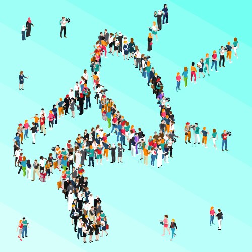 Big people crowd forming number two 2 shape Vector Image