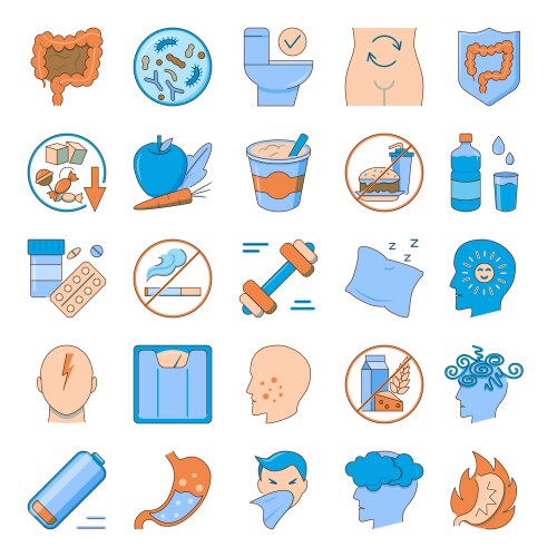 Signs of unhealthy gut banner Royalty Free Vector Image