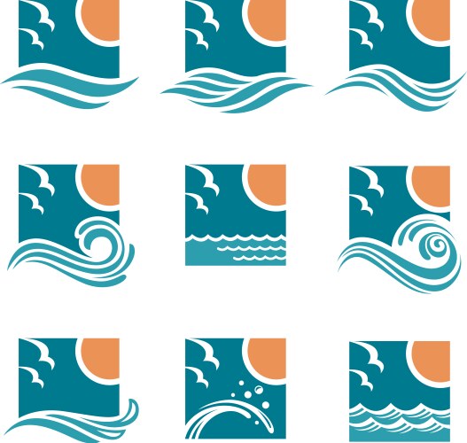 Ocean logo set Royalty Free Vector Image - VectorStock