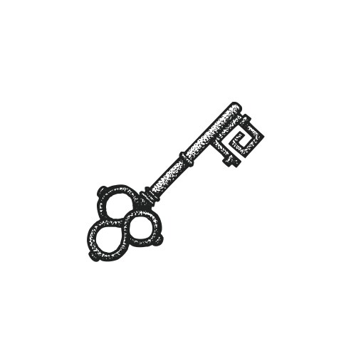 Vintage skeleton key hand drawn medieval filigree Vector Image