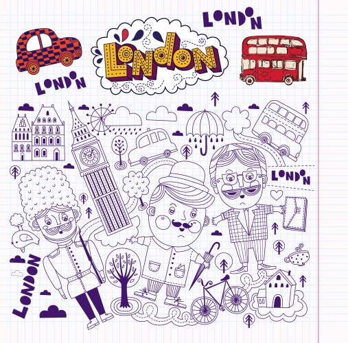 London travel elements Royalty Free Vector Image