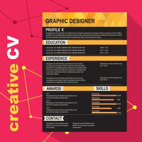 Creative cv resume template Royalty Free Vector Image