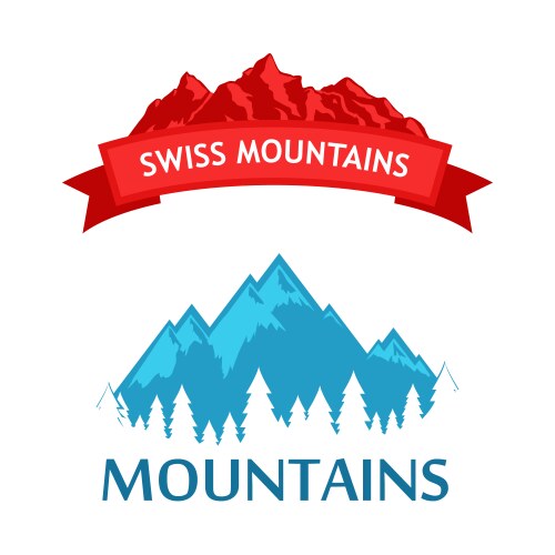Green mountains flat style isolated Royalty Free Vector