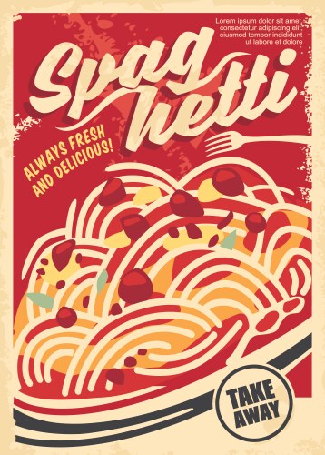 Spaghetti retro restaurant poster Royalty Free Vector Image