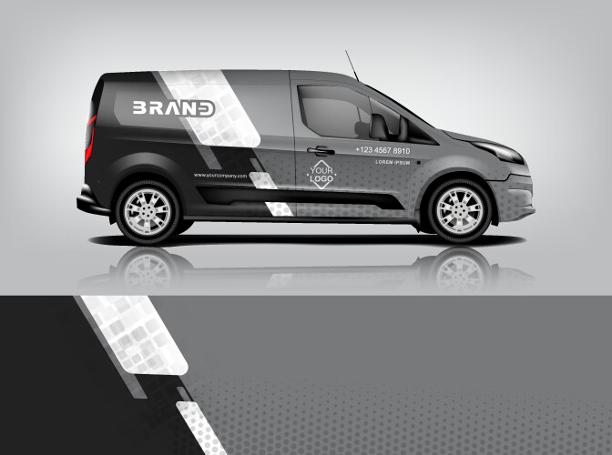 Full wrap van with vinyl sticker sample Royalty Free Vector