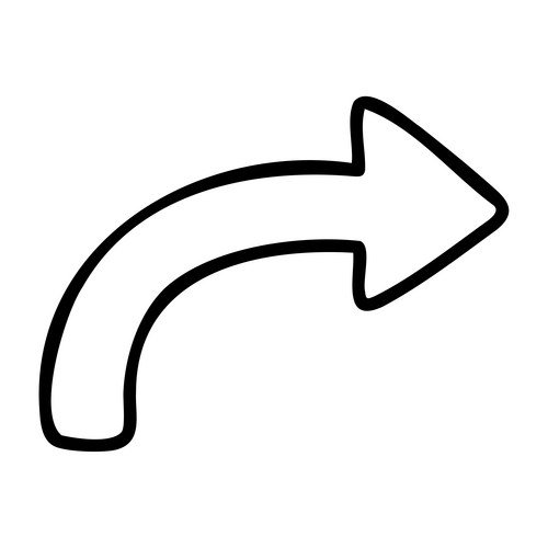 Hand-Drawn Right Curved Arrow – Royalty-Free Vector | VectorStock