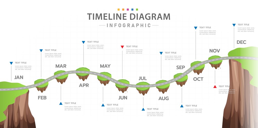 Infographic 12 months timeline with modern icons Vector Image