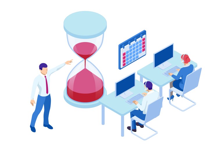 Isometric deadline flowchart Royalty Free Vector Image