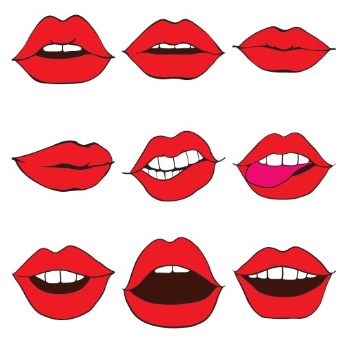 Female lip pouting lips smiling cartoon cute Vector Image