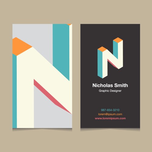 Business card template letter n Royalty Free Vector Image