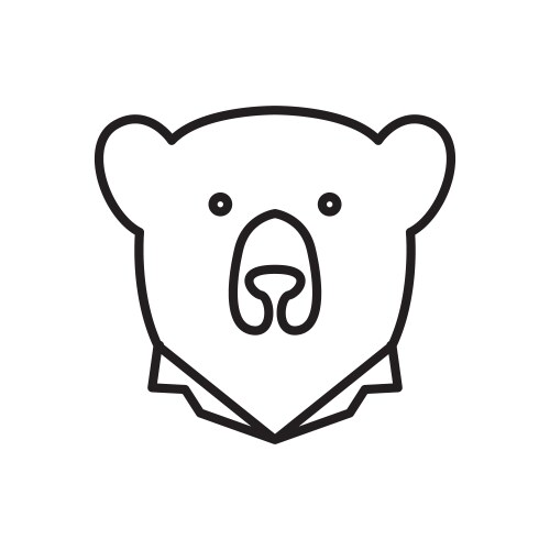 Simple line head bear in square with rounded Vector Image