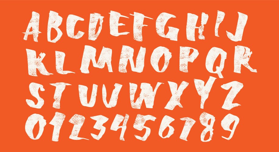 Handwritten brush font in grunge style Royalty Free Vector