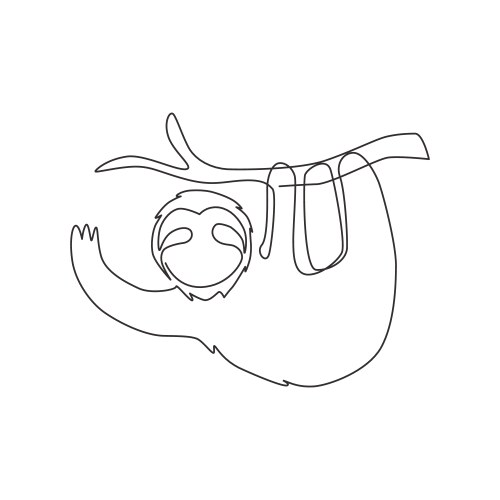 One single line drawing lovely adorable sloth Vector Image