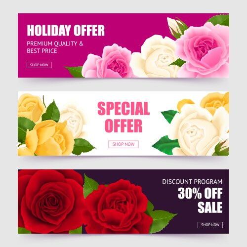 Banners with red roses Royalty Free Vector Image