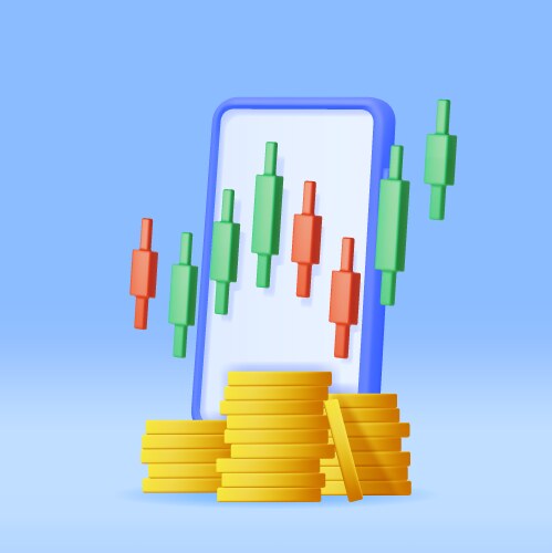 3d growth stock diagram isolated Royalty Free Vector Image