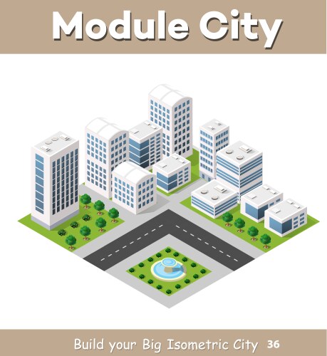 Isometric city map urban landscape with buildings Vector Image