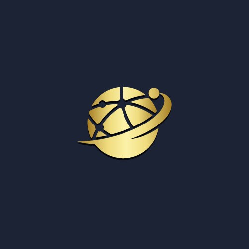 Globe sphere digital technology gold logo Vector Image