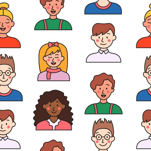 Kids different user profile seamless pattern Vector Image