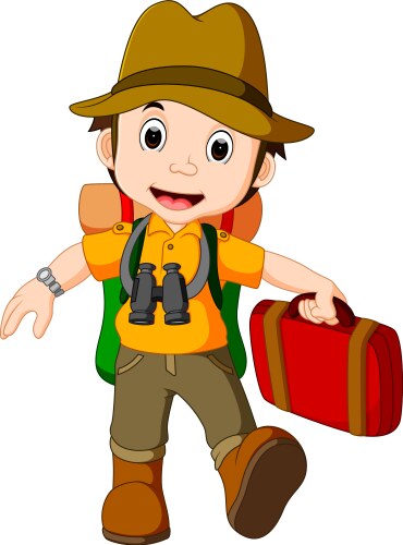 Cartoon little boy explorer with backpack Vector Image