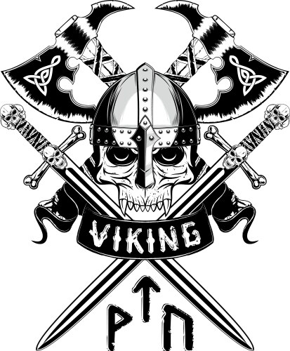 Old Viking Weapons Ax Sword Flail Spiked Vector Image