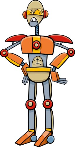 One eyed robot with hotdog cartoon colored clipart