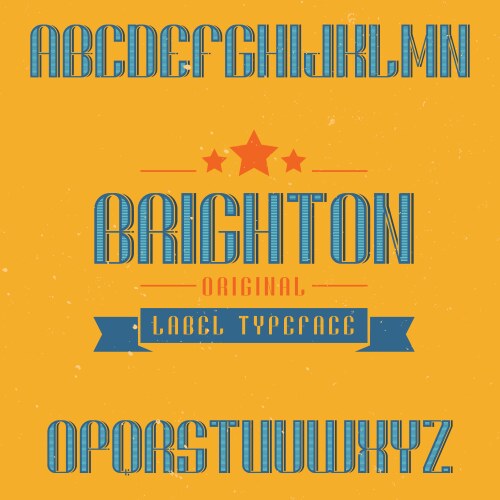 Vintage label font named brighton Royalty Free Vector Image