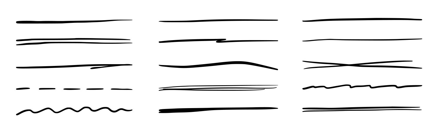 Underline hand drawn highlighter set underlines Vector Image