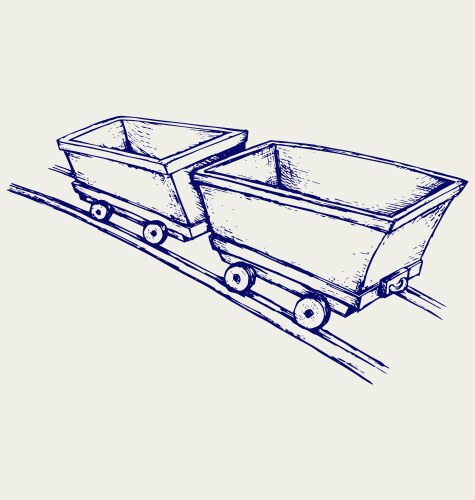 Line art of a filled mining cart Royalty Free Vector Image