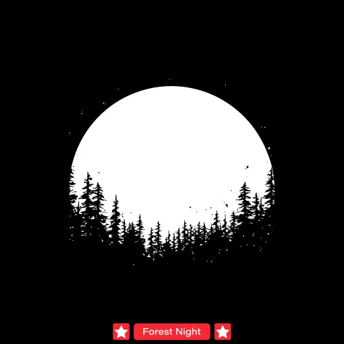 Mystical forest night scene intricate silhouette Vector Image
