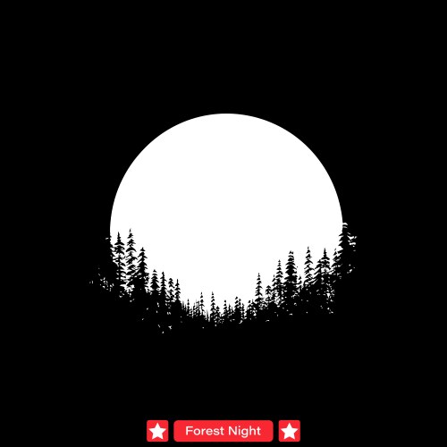 Enchanted forest night ethereal silhouette Vector Image