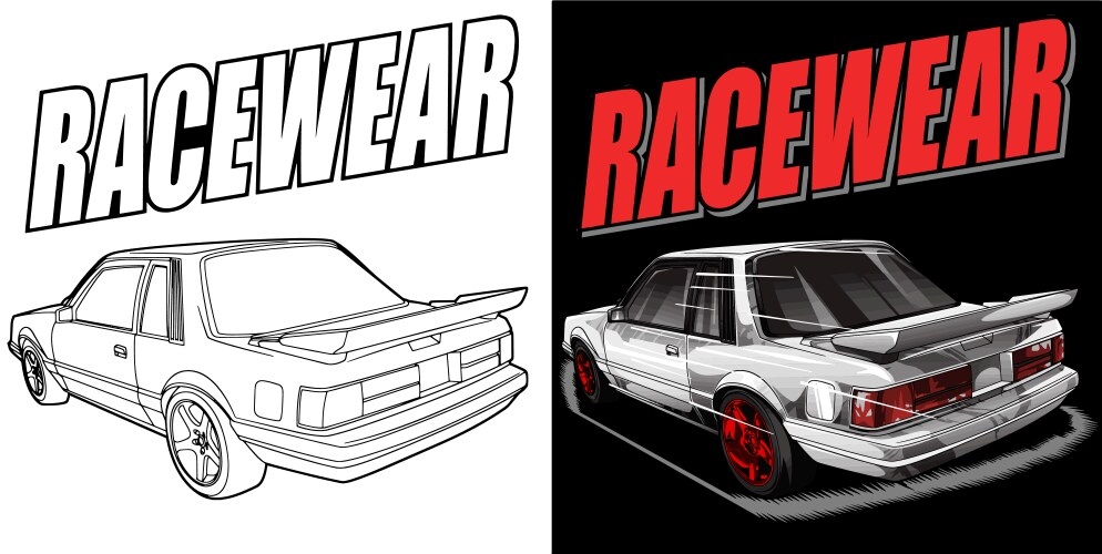 Grey drag racing car with red strip Royalty Free Vector