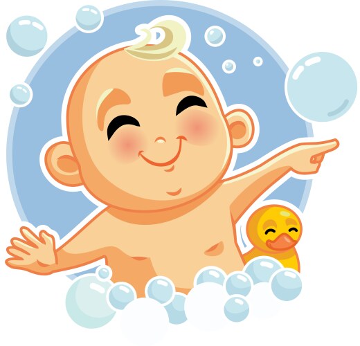 Cartoon child taking a bath Royalty Free Vector Image