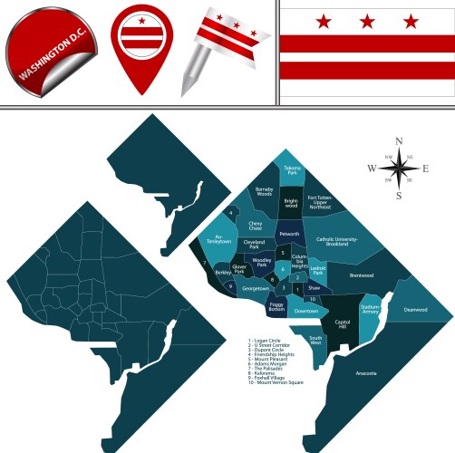 Map washington dc metropolitan area Royalty Free Vector