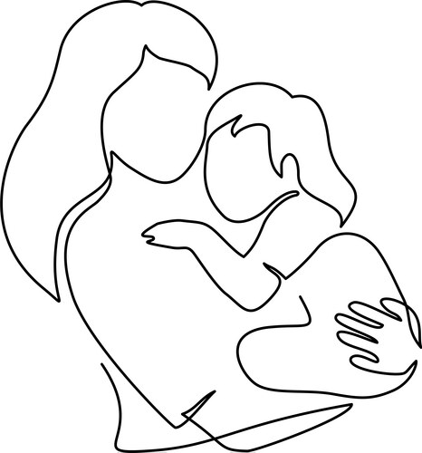 Happy mother day card continuous one line drawing Vector Image