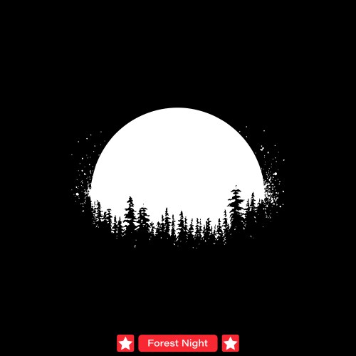 Midnight serenity tranquil forest silhouettes Vector Image