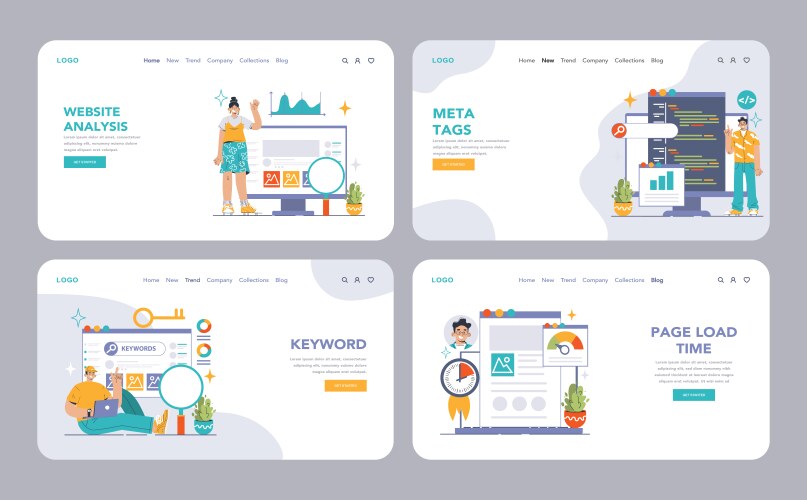 Website analysis web or landing set conversion Vector Image