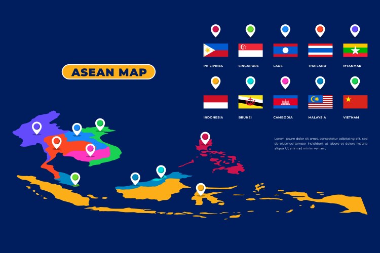Asean map infographics Royalty Free Vector Image