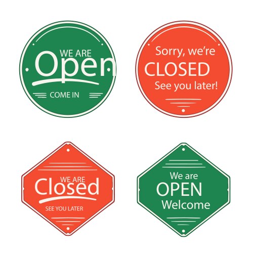 Vintage open and closed signboard collection Vector Image