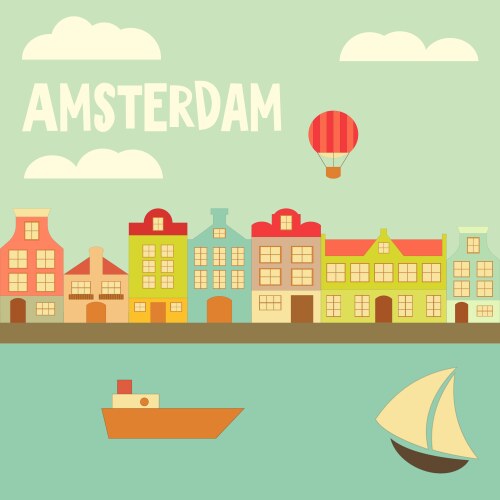Amsterdam city netherlands europe travel world Vector Image