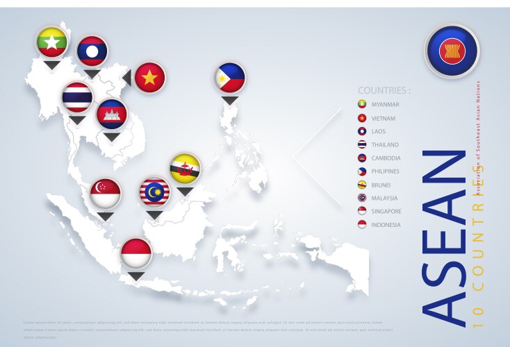 Asean map infographics Royalty Free Vector Image
