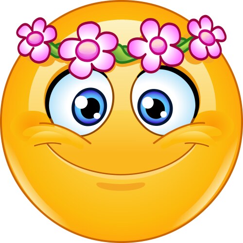 Emoticon with flower Royalty Free Vector Image