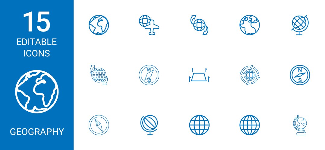 15 geography icons Royalty Free Vector Image - VectorStock